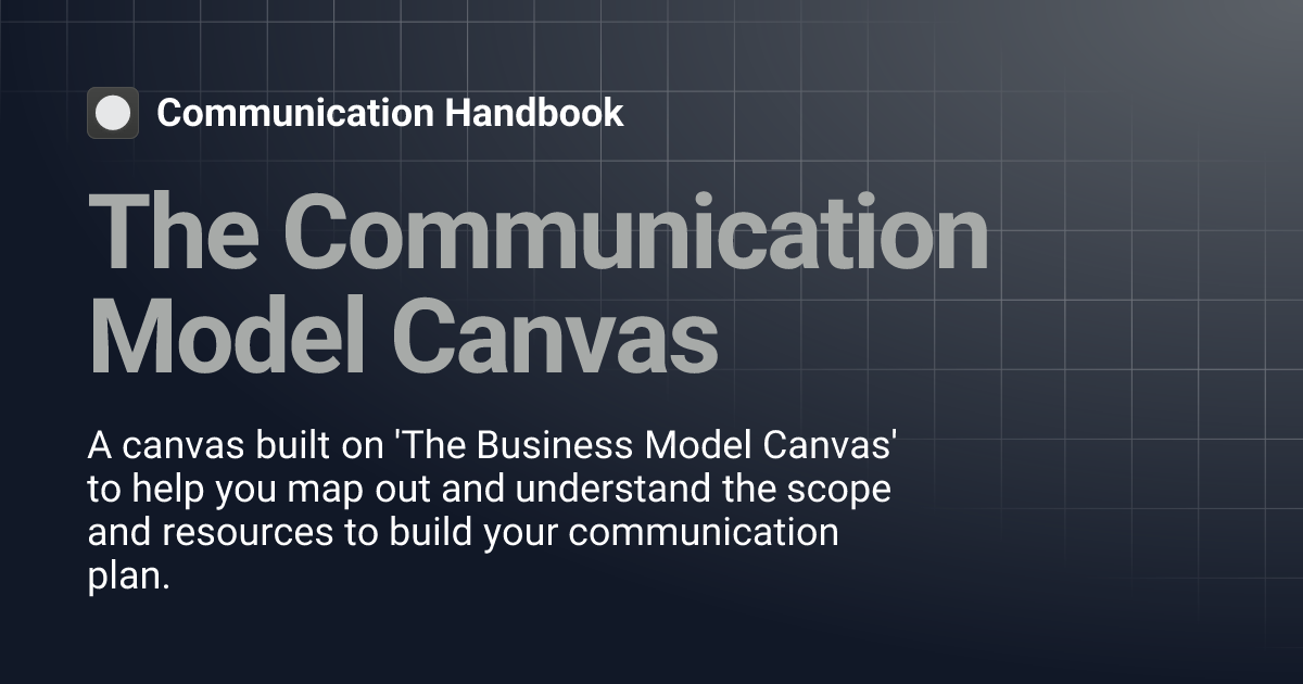 The Communication Model Canvas | Communication Handbook