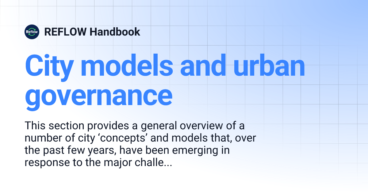 City models and urban governance | REFLOW Handbook